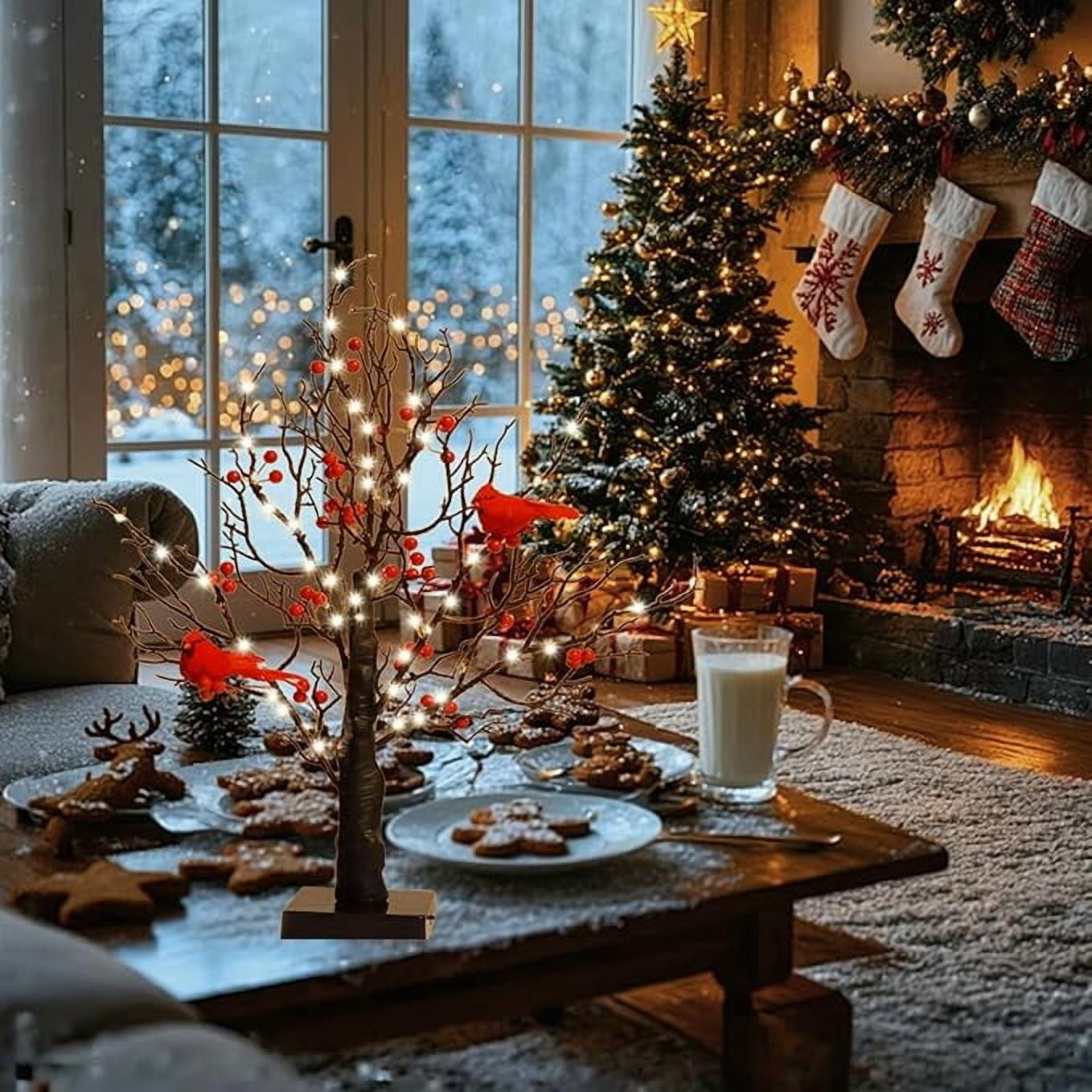 Led Vintage Glowing Tree with Cardinals, 2026 New Cardinal Christmas ...