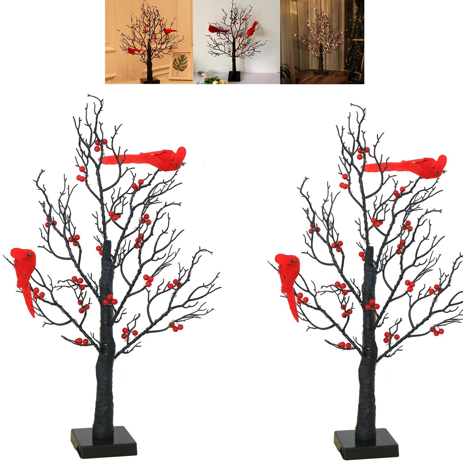Led Vintage Glowing Tree with Cardinals, 2026 New Cardinal Christmas ...
