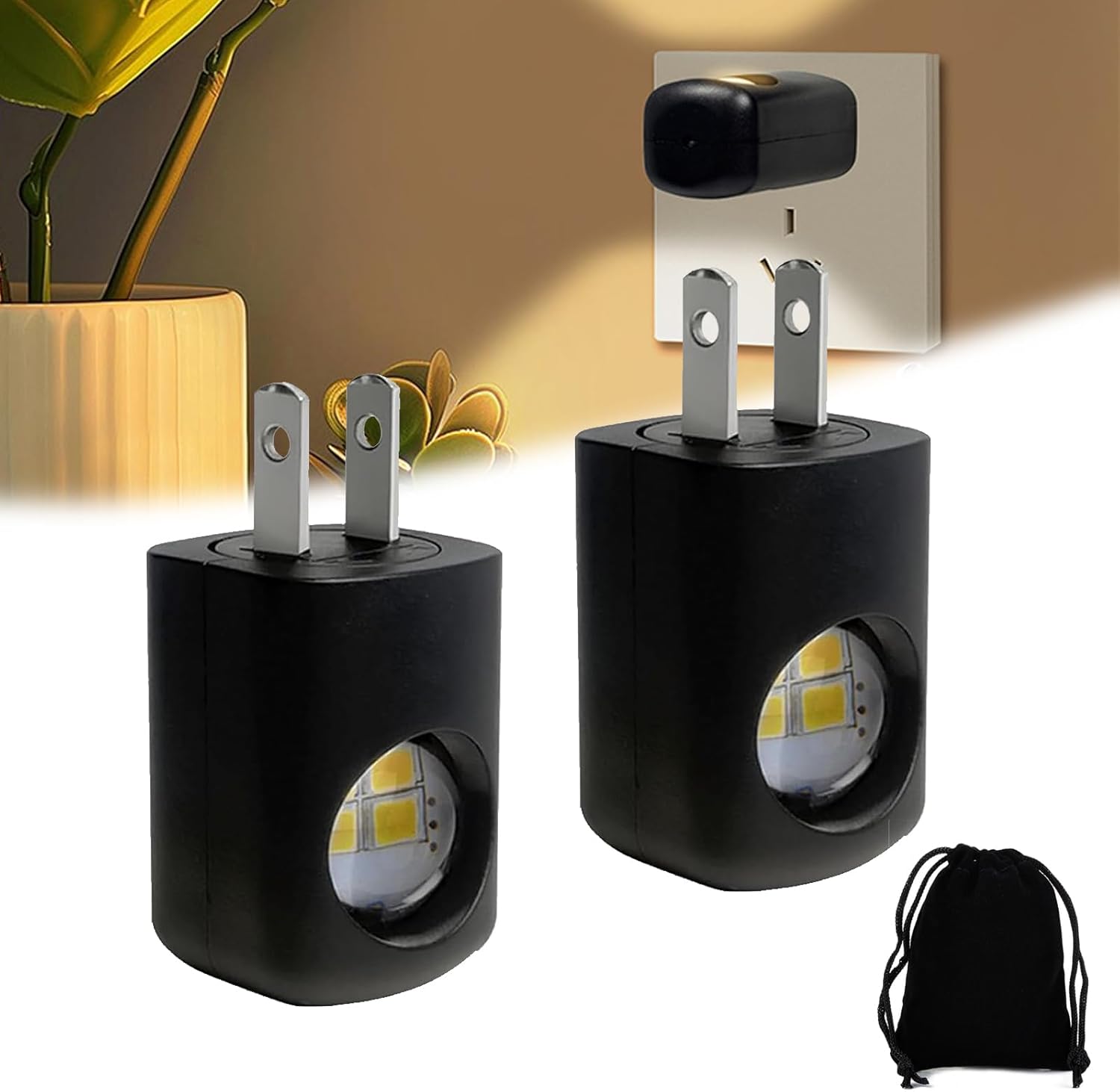 Led Wall Socket Night Light, Mini Led Night Light Plug in Wall, 360 ...