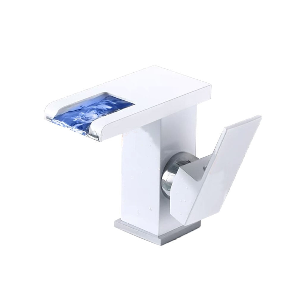 Led Waterfall Faucet Luminous Color Changing Wash Basin Bathroom ...