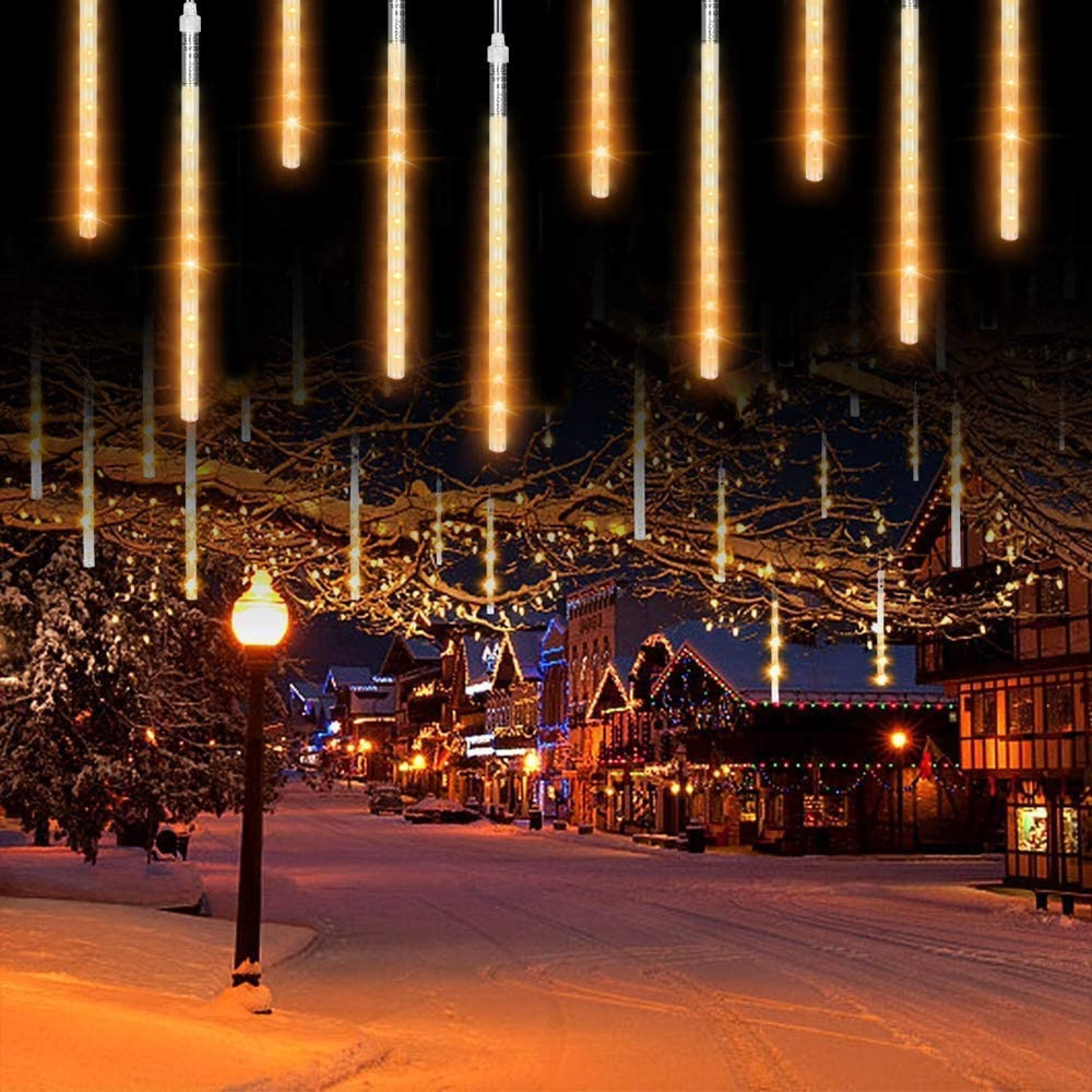 Led Waterproof Rain Light Meteor Shower Light 10 Tube Solar Light Tree ...
