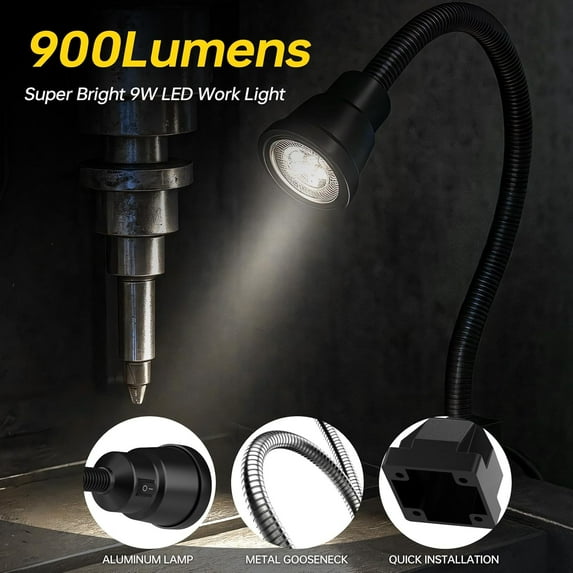 Led Work Light, 9W Machine Light, 900 Lumens Flexible Work Lamp for ...