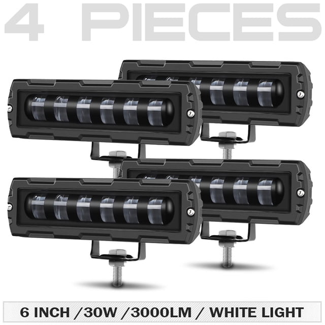 Led Work Light Bar 6 Inch 6D Lens Fog Light Offroad Running Lights 12V ...