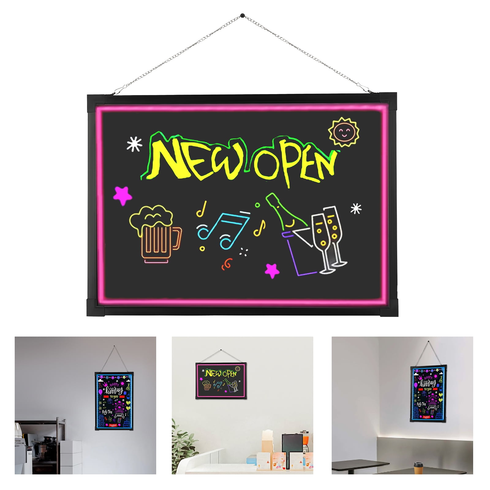 Led Writing Board, 16"x24" Large LED Message Writing Board Erasable ...