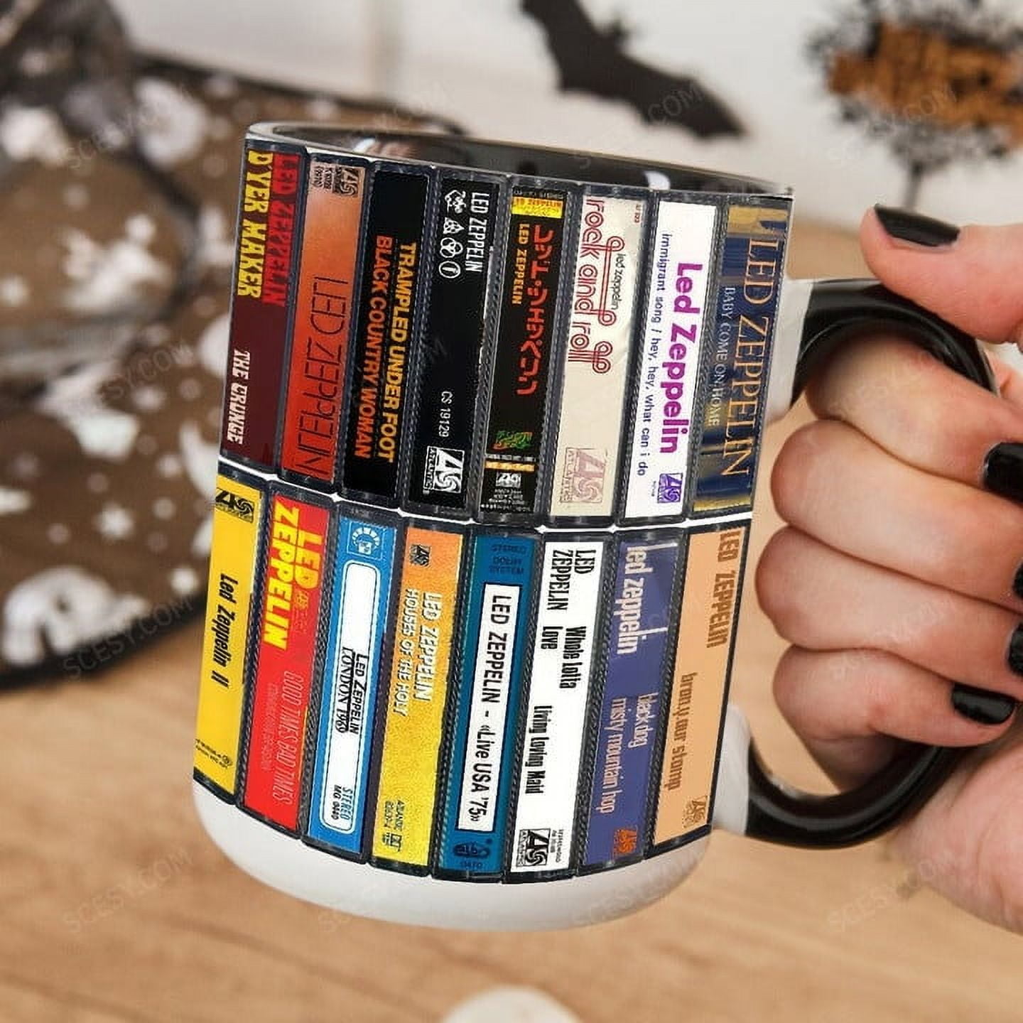 Led Zeppelin Albums Cassette Retro Collection Accent Mug 60's Rock ...