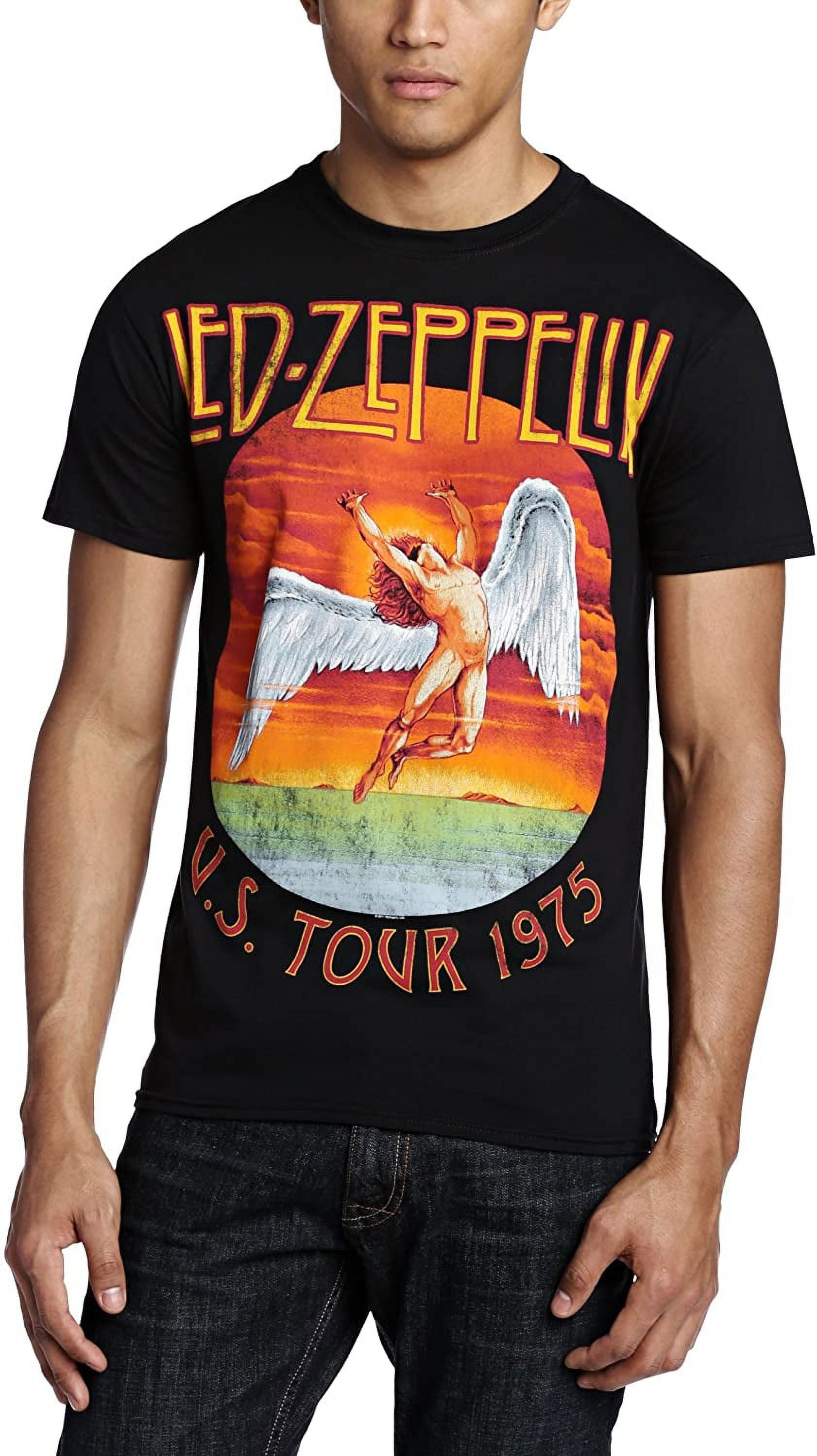 Led Zeppelin Men's USA Tour 1975 T-Shirt Black Large | Officially ...