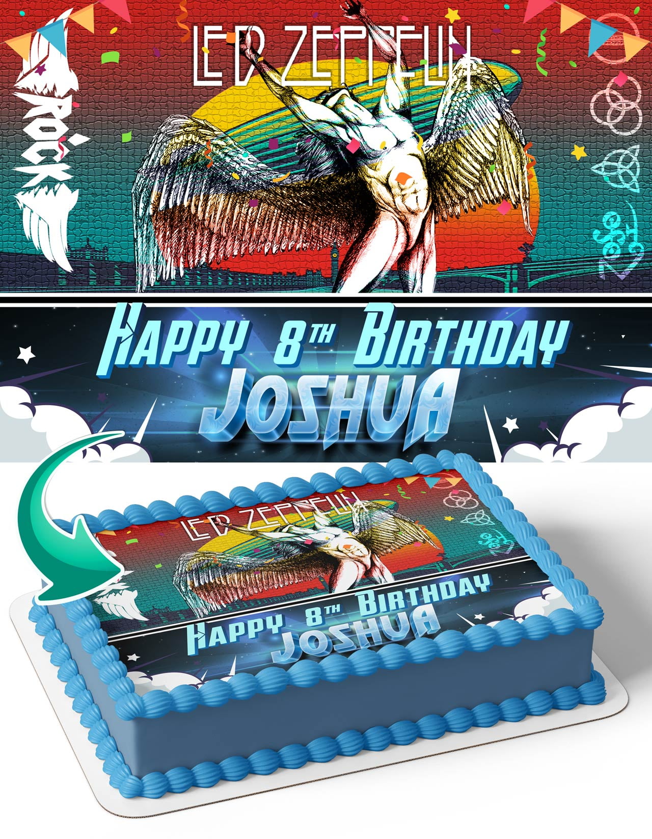 Led Zeppelin Rock Band Edible Image Cake Topper Personalized Birthday ...