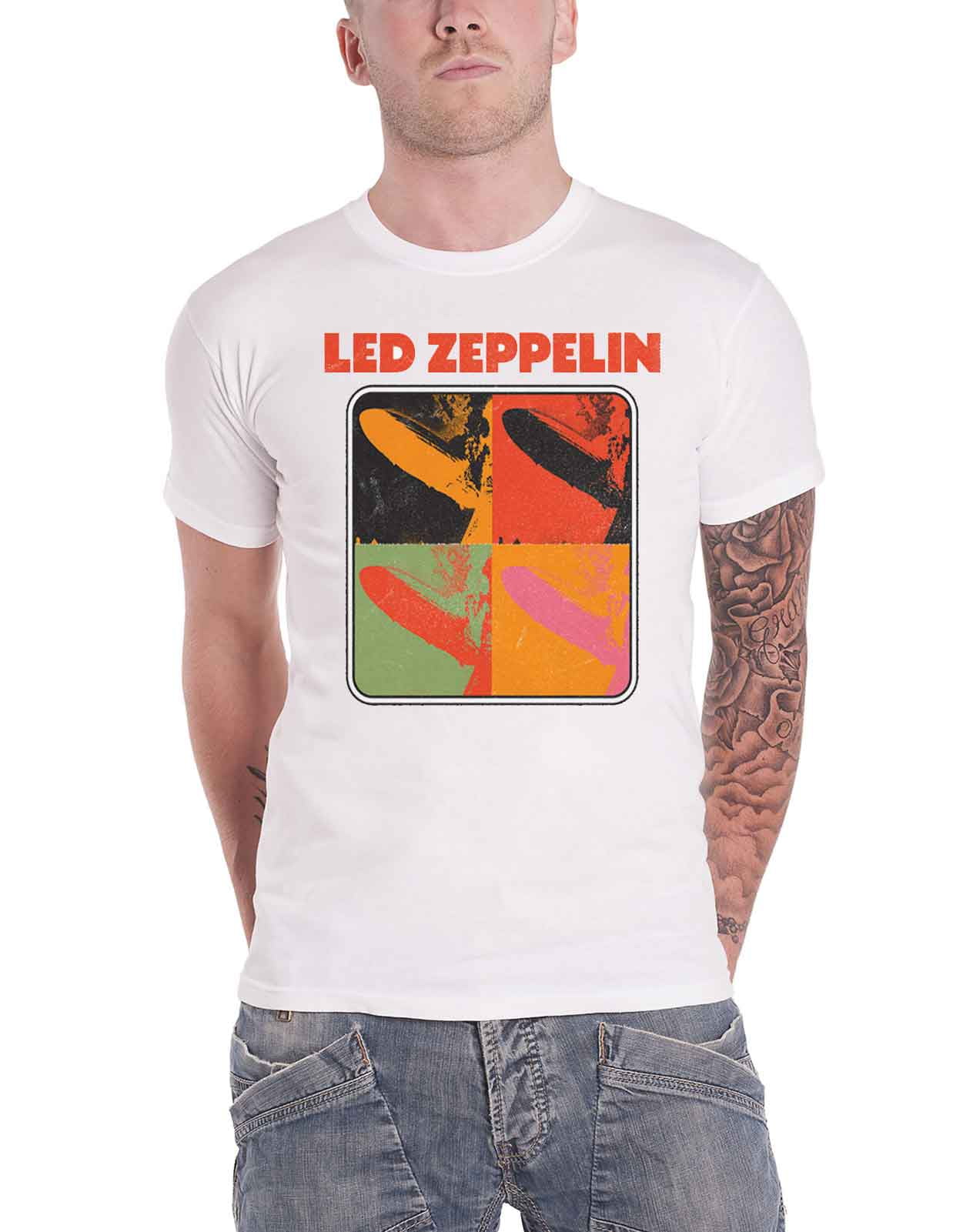 Led Zeppelin T Shirt LZ1 Pop Art Band Logo new Official Mens White ...
