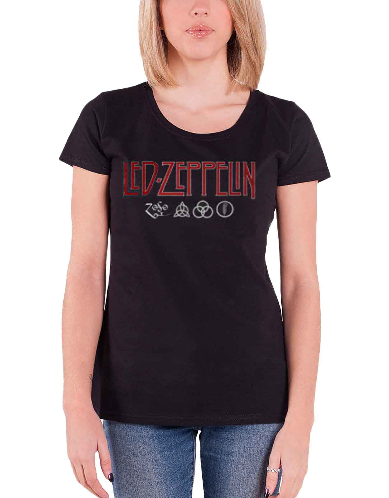 Led Zeppelin T Shirt Logo and Symbol new Official Womens Skinny Fit ...