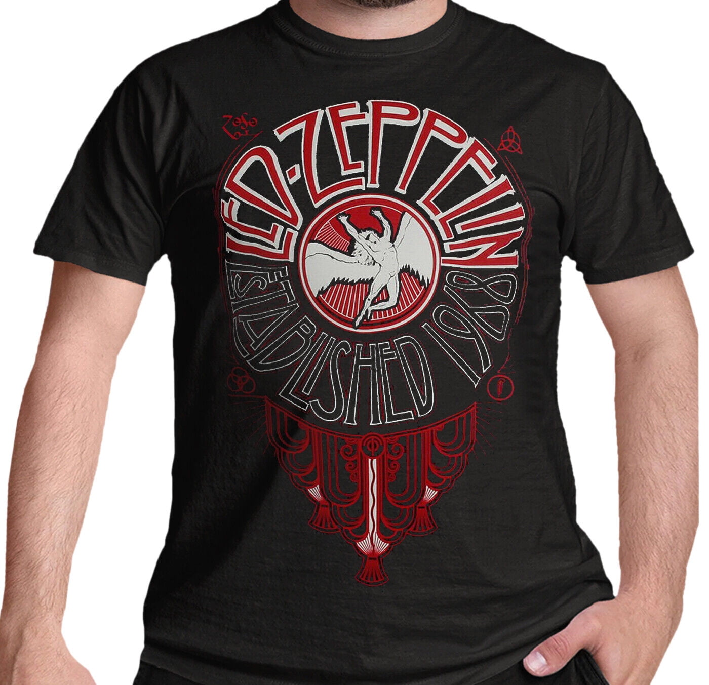 Led Zeppelin T Shirt Official Est 1968 Deco Circle Rock Band Robert ...