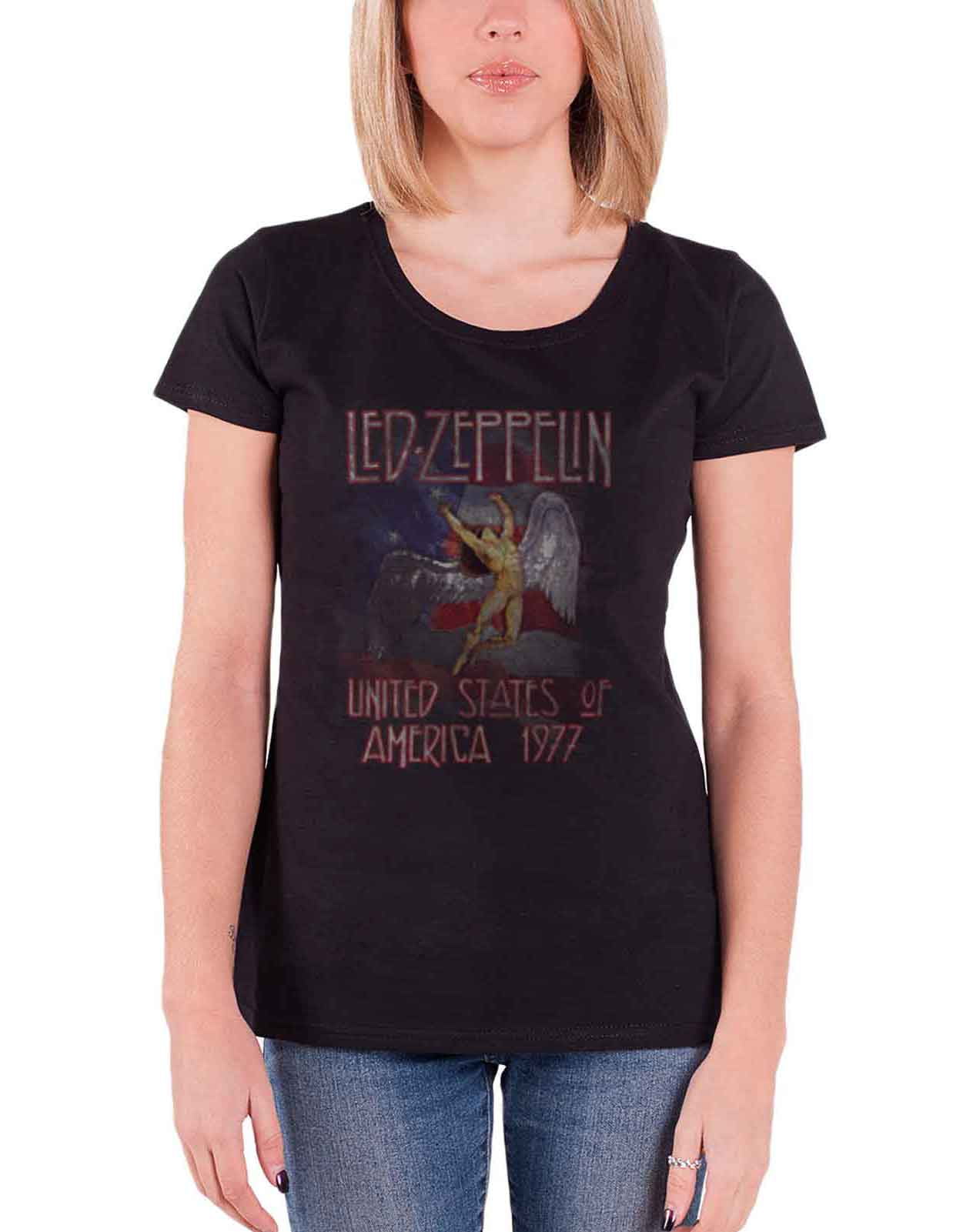 Led Zeppelin T Shirt Stars N Stripes Logo new Official Womens Skinny ...