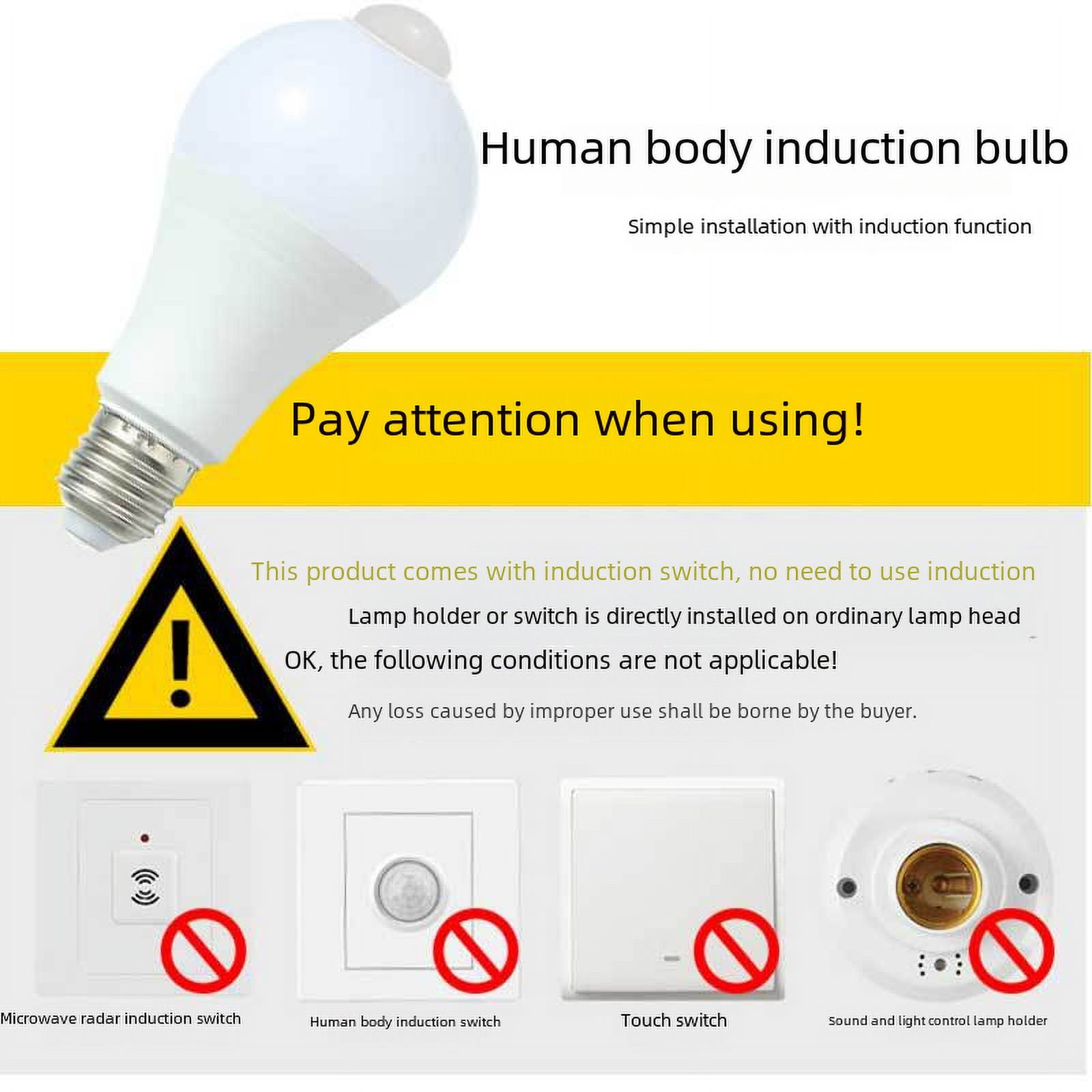Led bulb E27 screw sound and light control radar induction human body ...