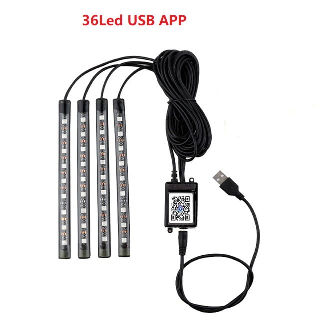 Led car foot ambient light with usb backlight music control app rgb ...