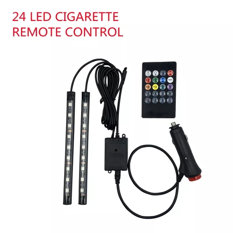 Led car foot light ambient lamp neon strip with usb wireless remote ...