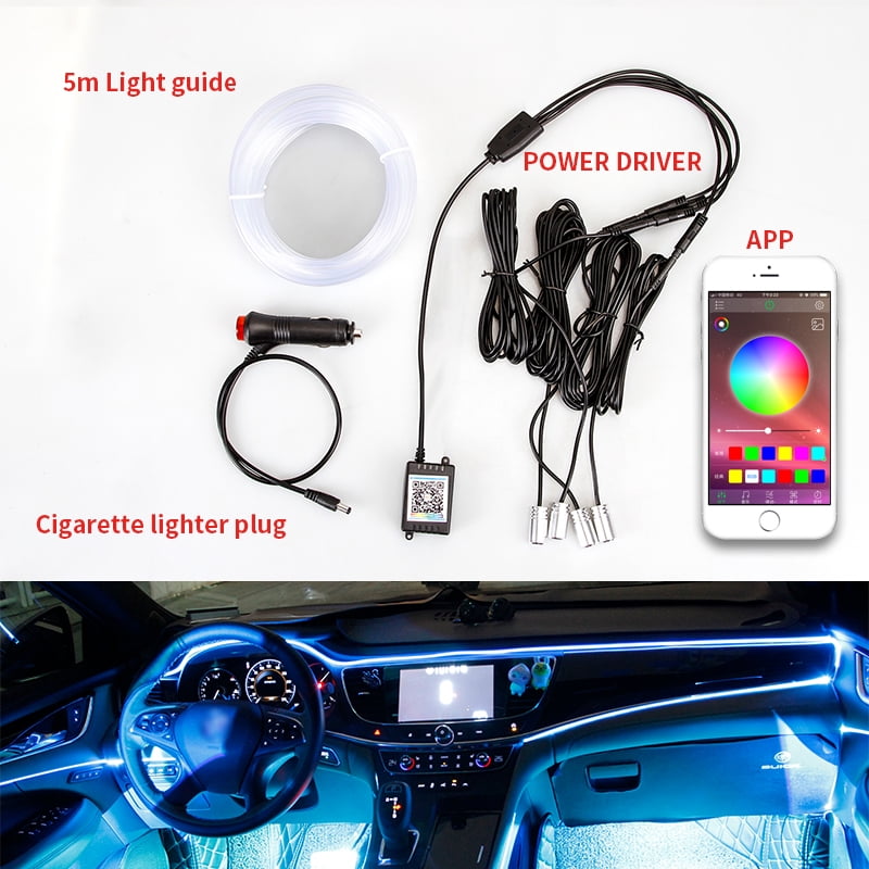 Led car interior decorative ambient light backlight el neon strip rgb ...
