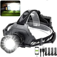 LED Headlamp, Rechargeable, Waterproof, 6000 Lumens, 4 Modes ...