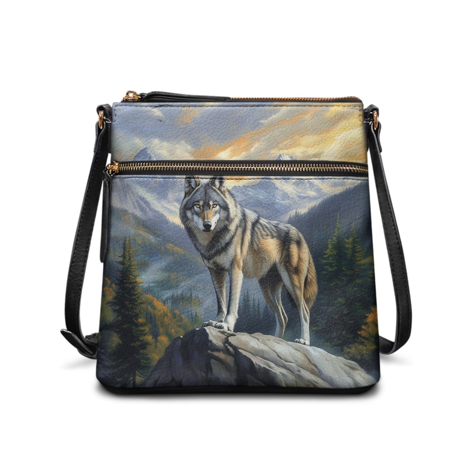 LedBack 3D Wolf Print Crossbody Purse for Women, Leather Hobo Bag ...