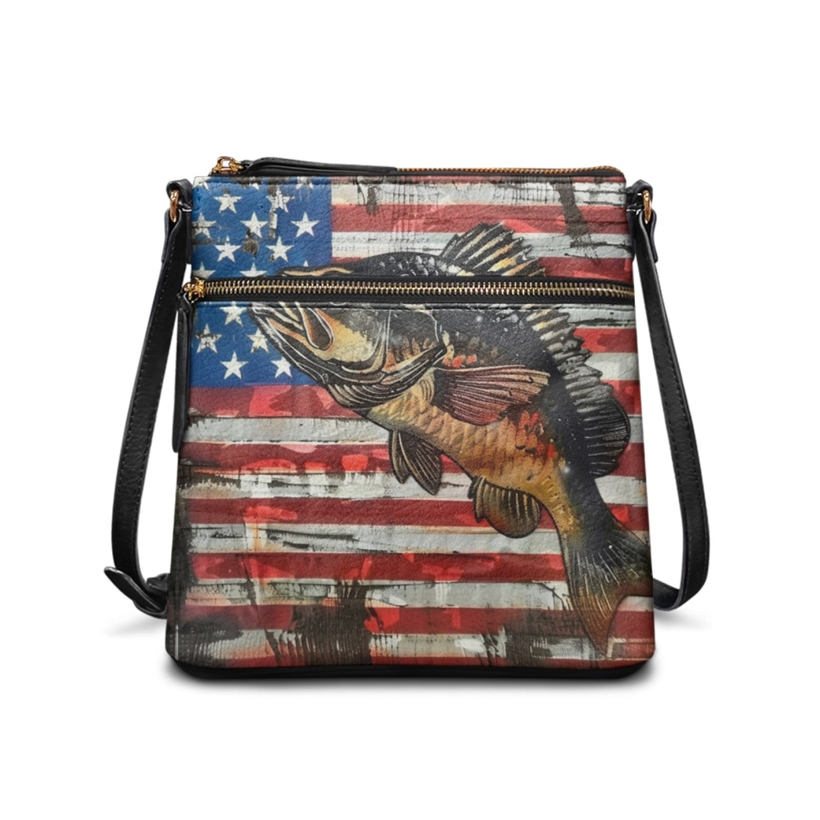 LedBack Bass Fish Print Leather Shoulder Crossbody Purse Office Bag for ...