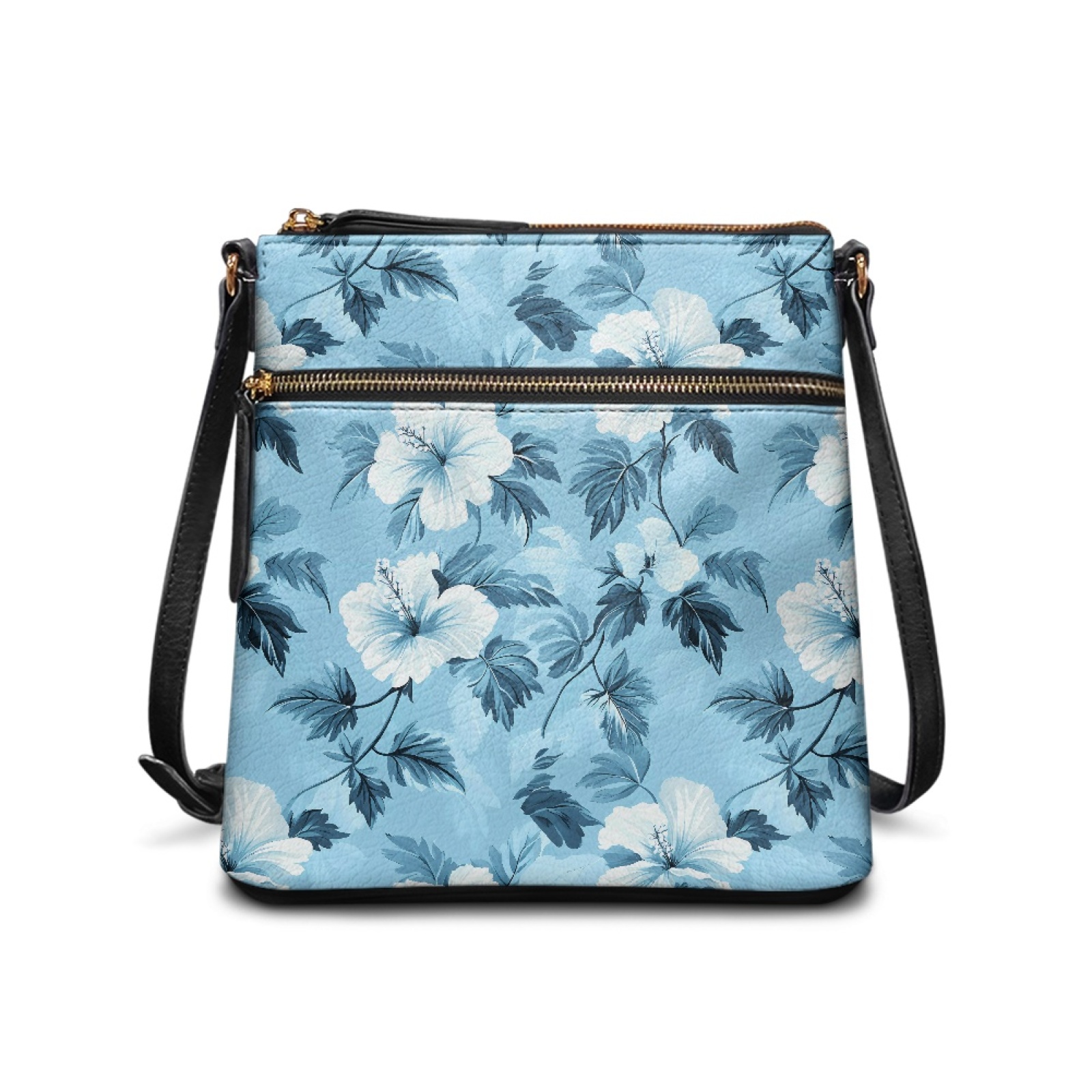 LedBack Hibiscus Print Leather Crossbody Satchel Purse for Women, Multi ...