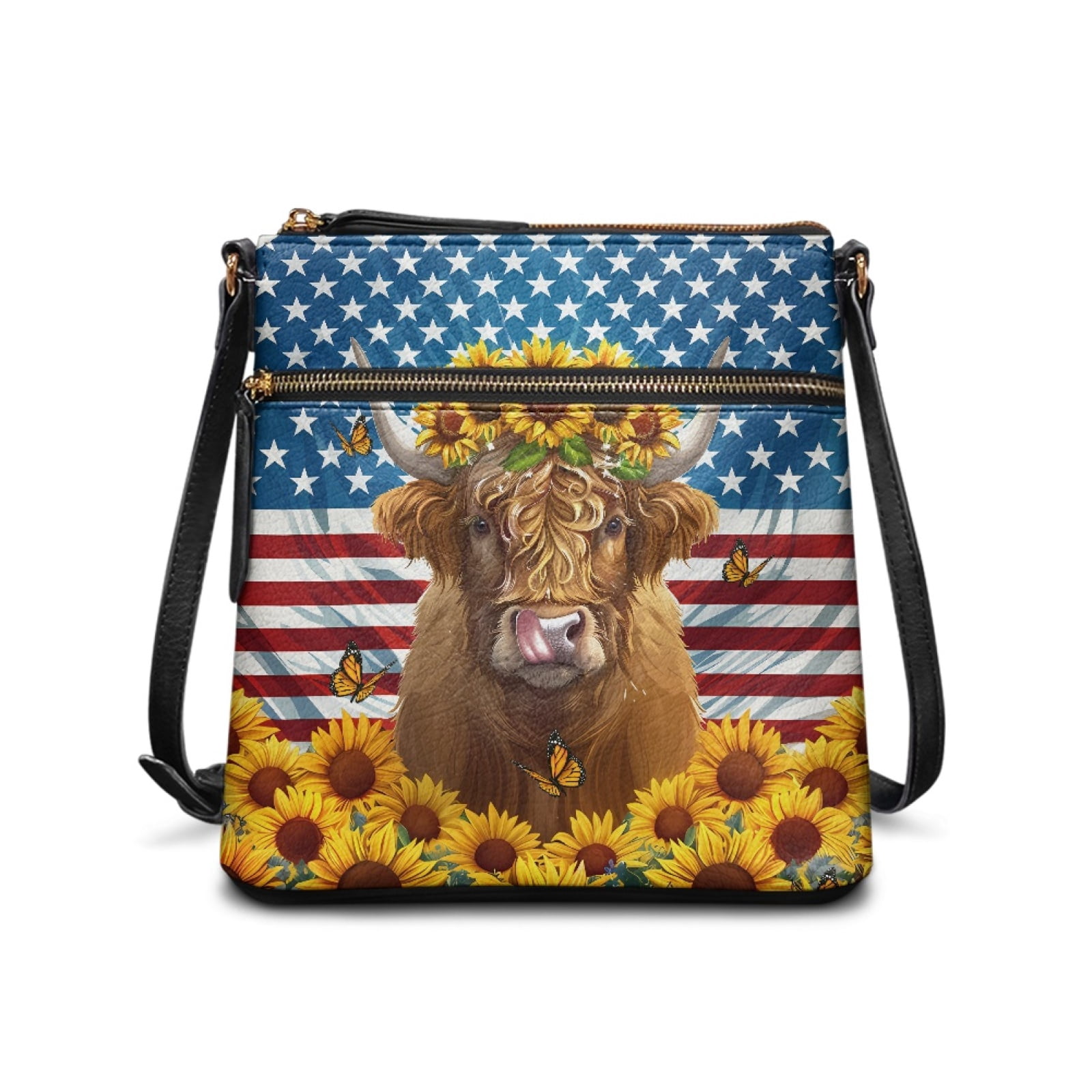 LedBack Highland Cow Print Leather Crossbody Handbags Purses American ...