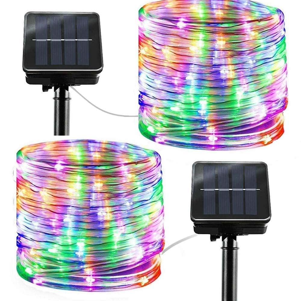 Ledander 2 Pack Solar String Lights Outdoor, 39FT 100 LED Solar Rope ...