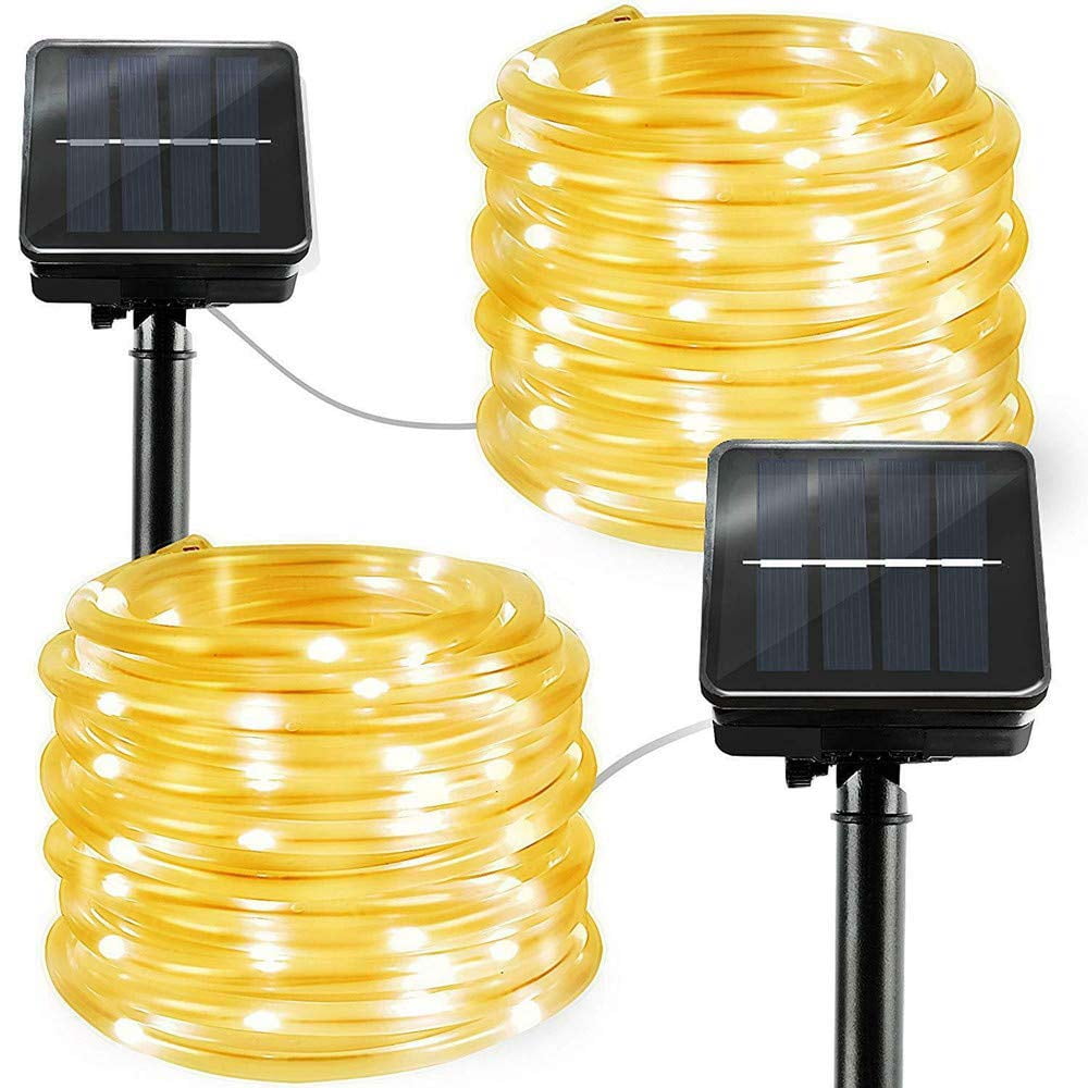 Ledander 2 Pack Solar String Lights Outdoor, 39FT 100 LED Solar Rope ...
