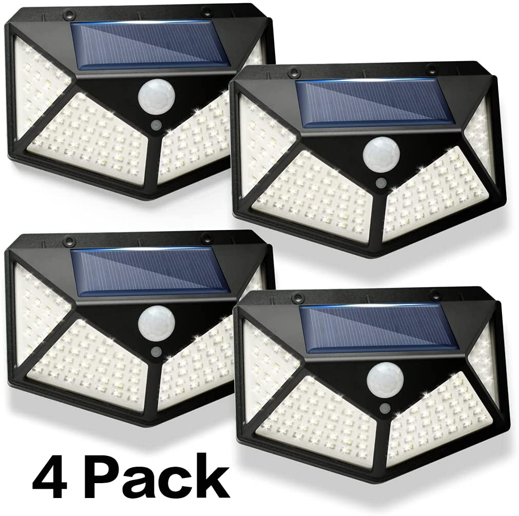 Ledander Black 100 LED Solar Motion Sensor Lights Outdoor, IP65 ...