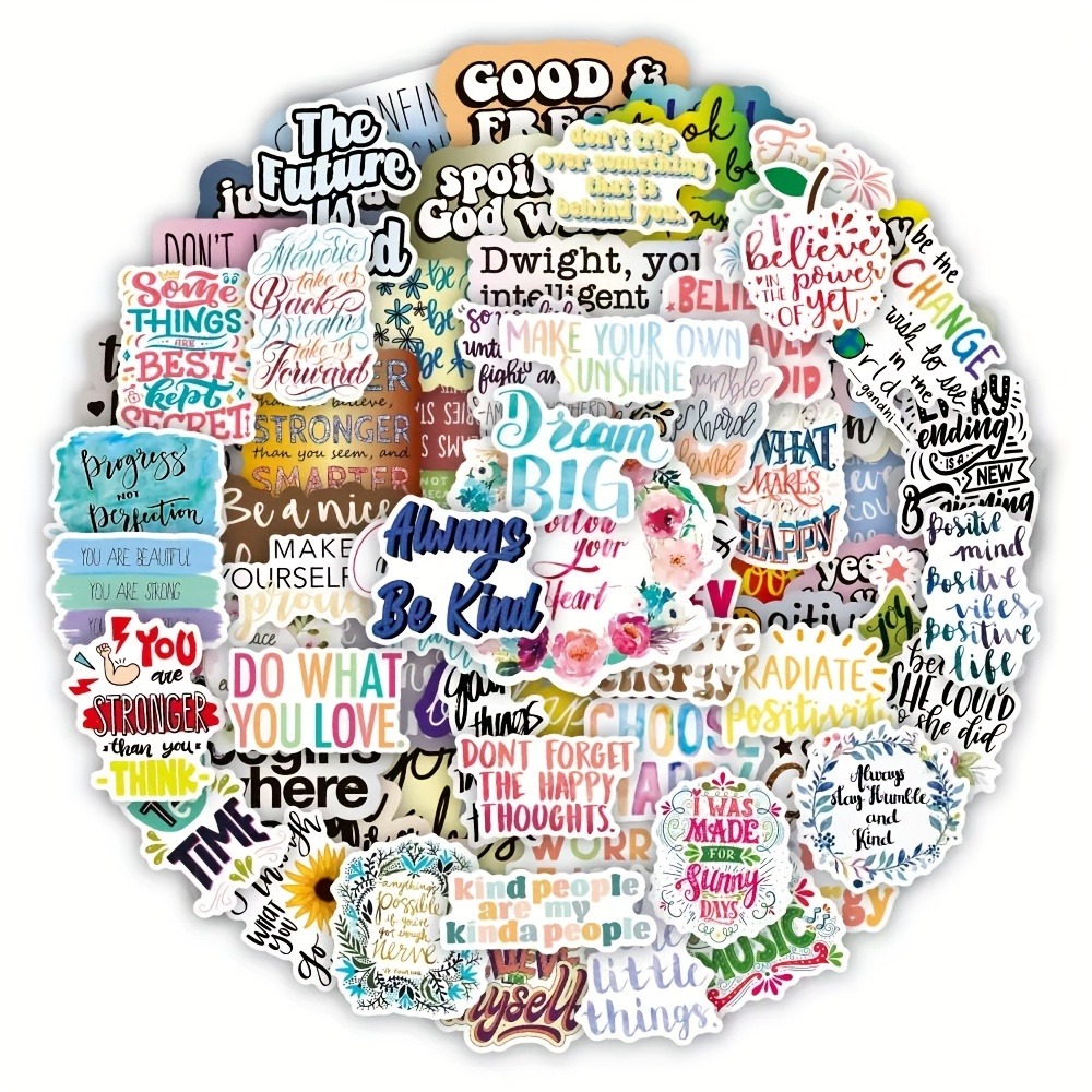 Ledeak 100pcs Inspirational Quote Stickers - Waterproof Vinyl, Perfect ...