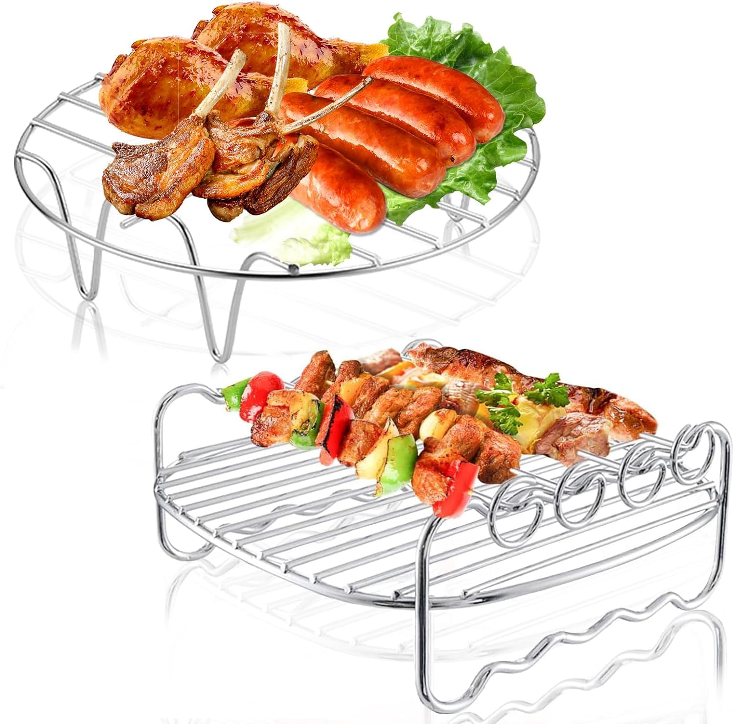 Ledeak 2 Pack Air Fryer Rack, 304 Stainless Steel Grilling Rack with 4 ...