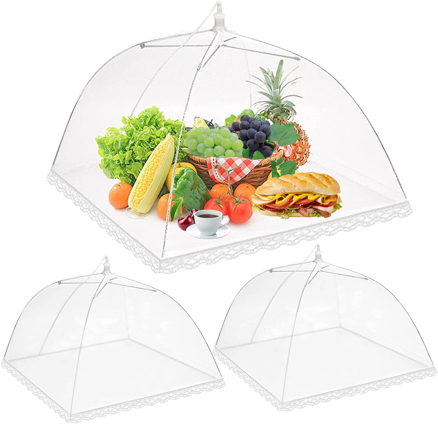 Ledeak 3 Pcs Mesh Screen Food Cover, 12 Inch Tents Popup Collapsible ...