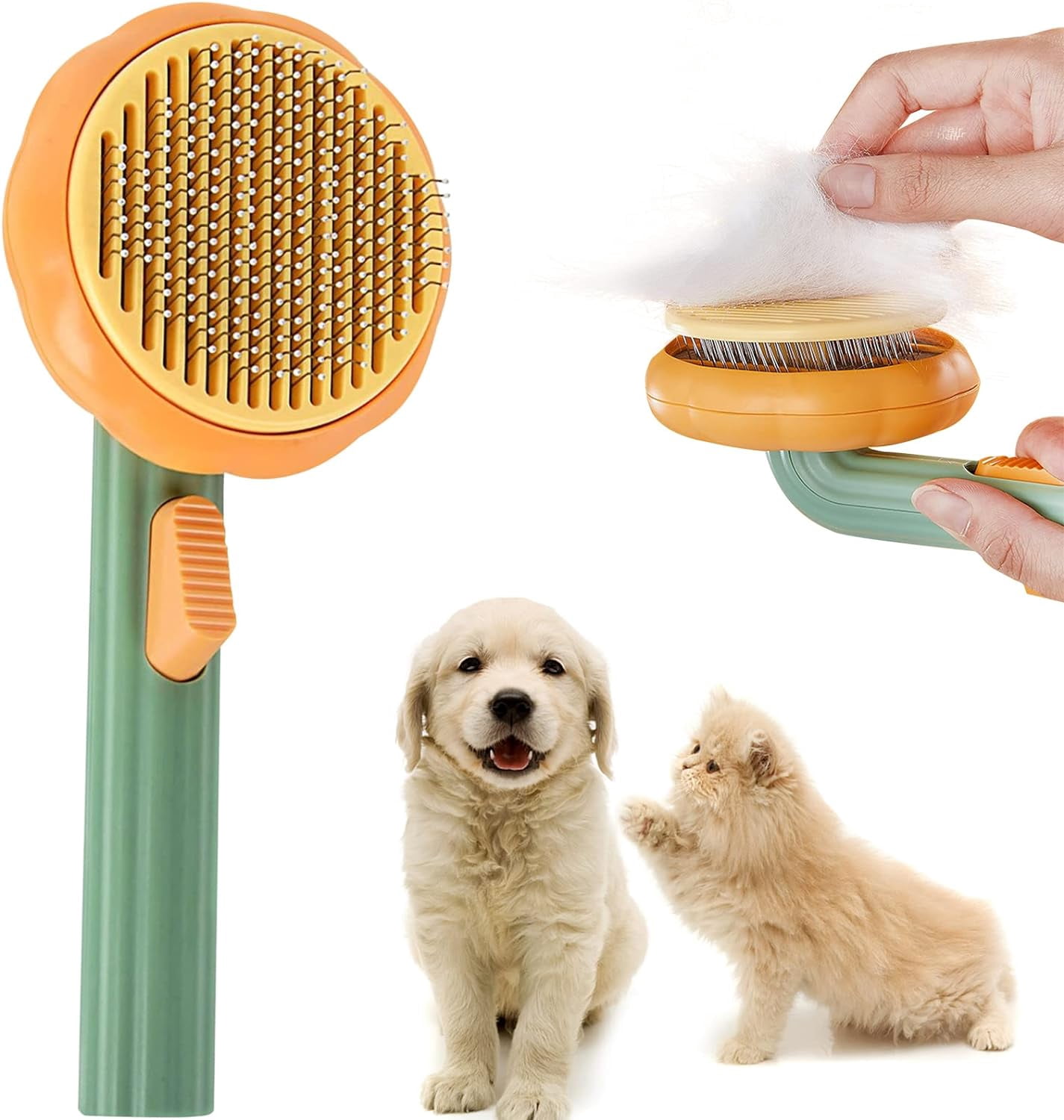 Ledeak Pet Pumpkin Brush, Dog Cat Grooming Self Cleaning Slicker Brush ...
