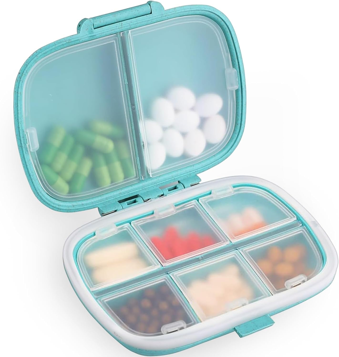 Ledeak Portable Pill Box, Daily Tablet Organiser with 8 Compartments ...