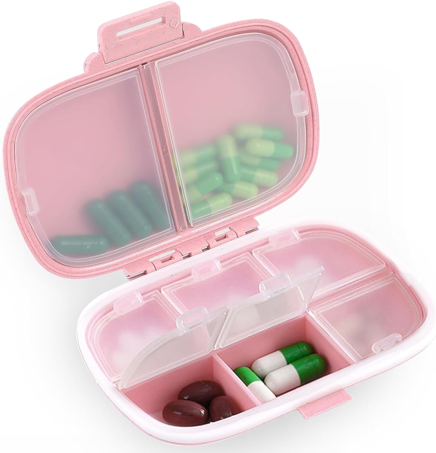 Ledeak Portable Pill Box, Daily Tablet Organiser with 8 Compartments ...