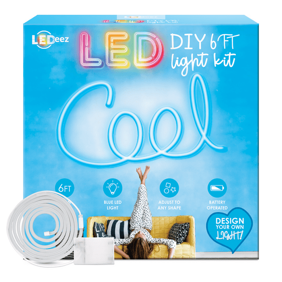 Ledeez 6ft DIY Bendable Blue LED Light Strip Battery Powered for Room ...