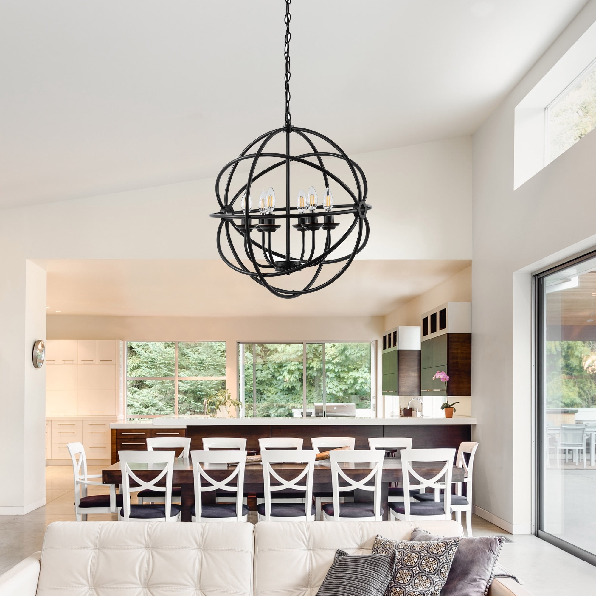 Ledel Get 19.7-in Farmhouse 6-Light Globe Pendant Orb Chandelier - Oil ...