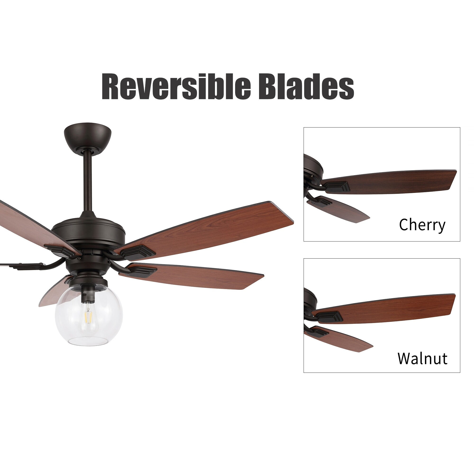 Ledel Get 52-inch Industrial 5-Blade Reversible Ceiling Fan with Light ...