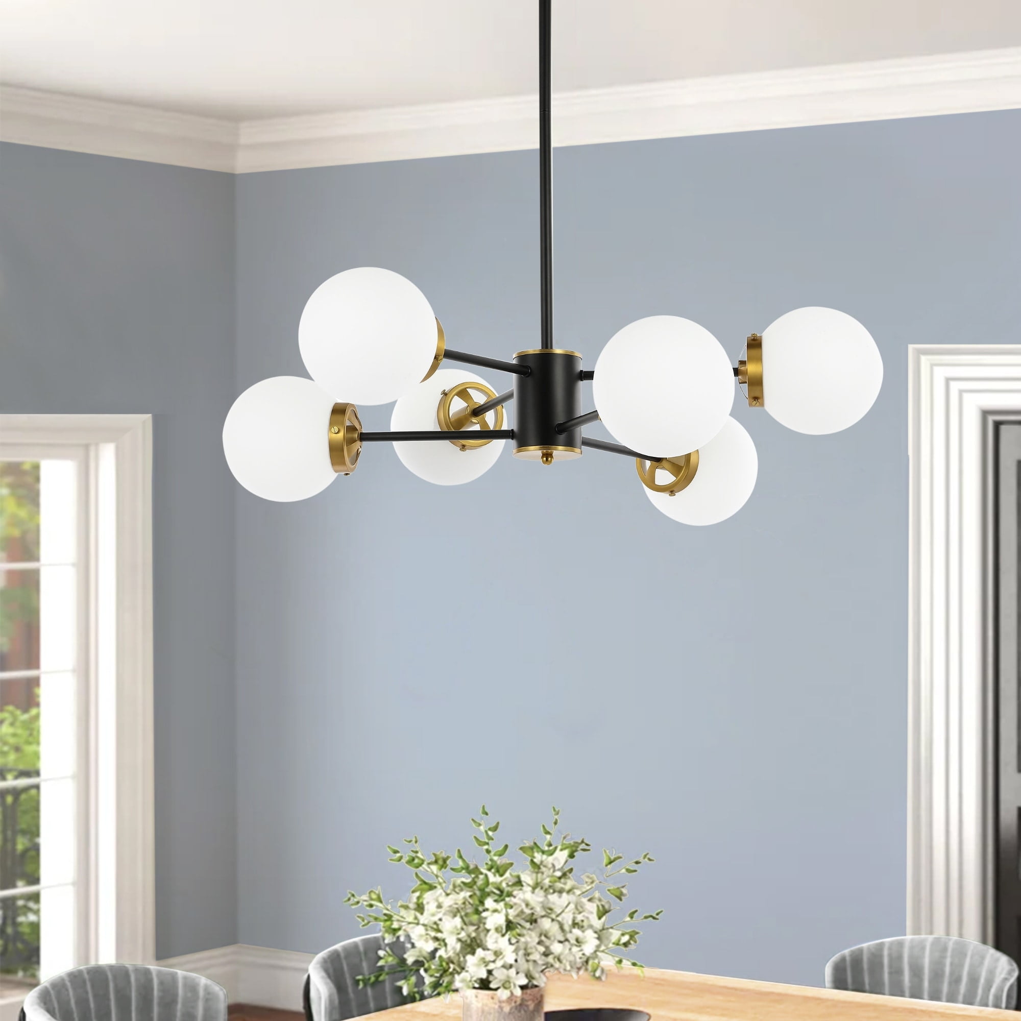 Ledel Get 6-Light Modern Sputnik Chandelier with Glass Globe Shades ...