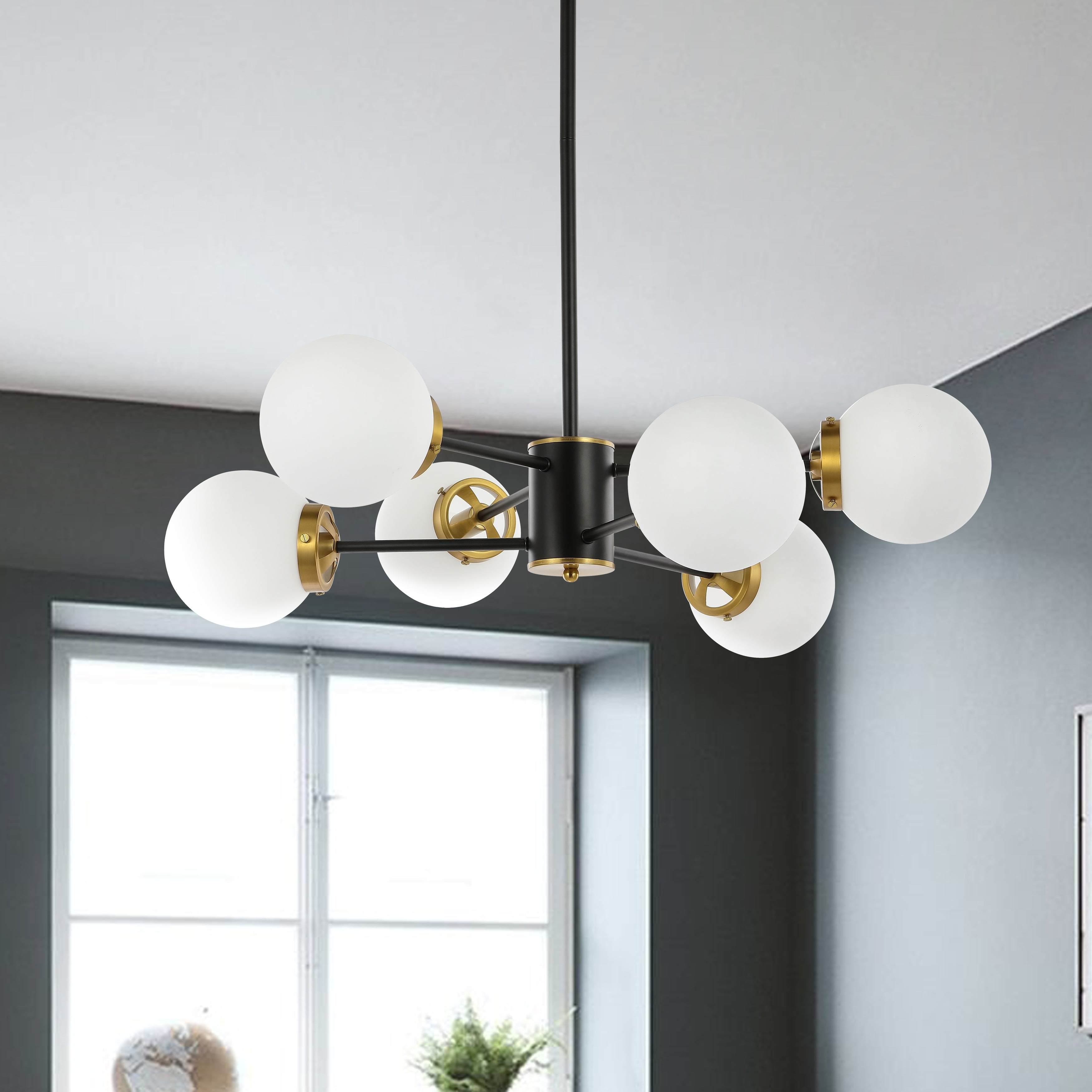 Ledel Get 6-Light Sputnik Chandelier with Glass Globe Shades Black ...