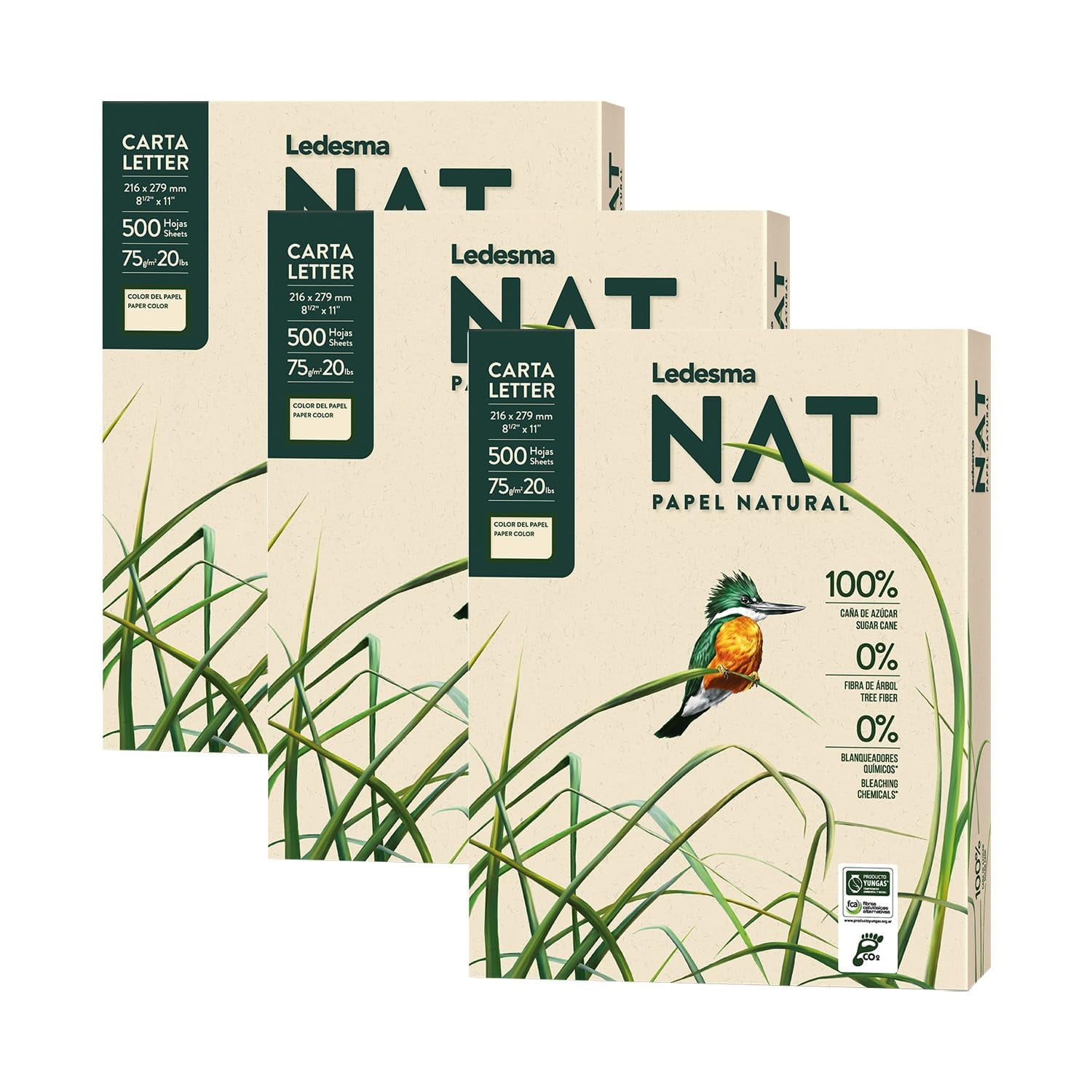 Ledesma NAT, Letter Size (8.5"x11") Natural Sugarcane Pulp Printer ...