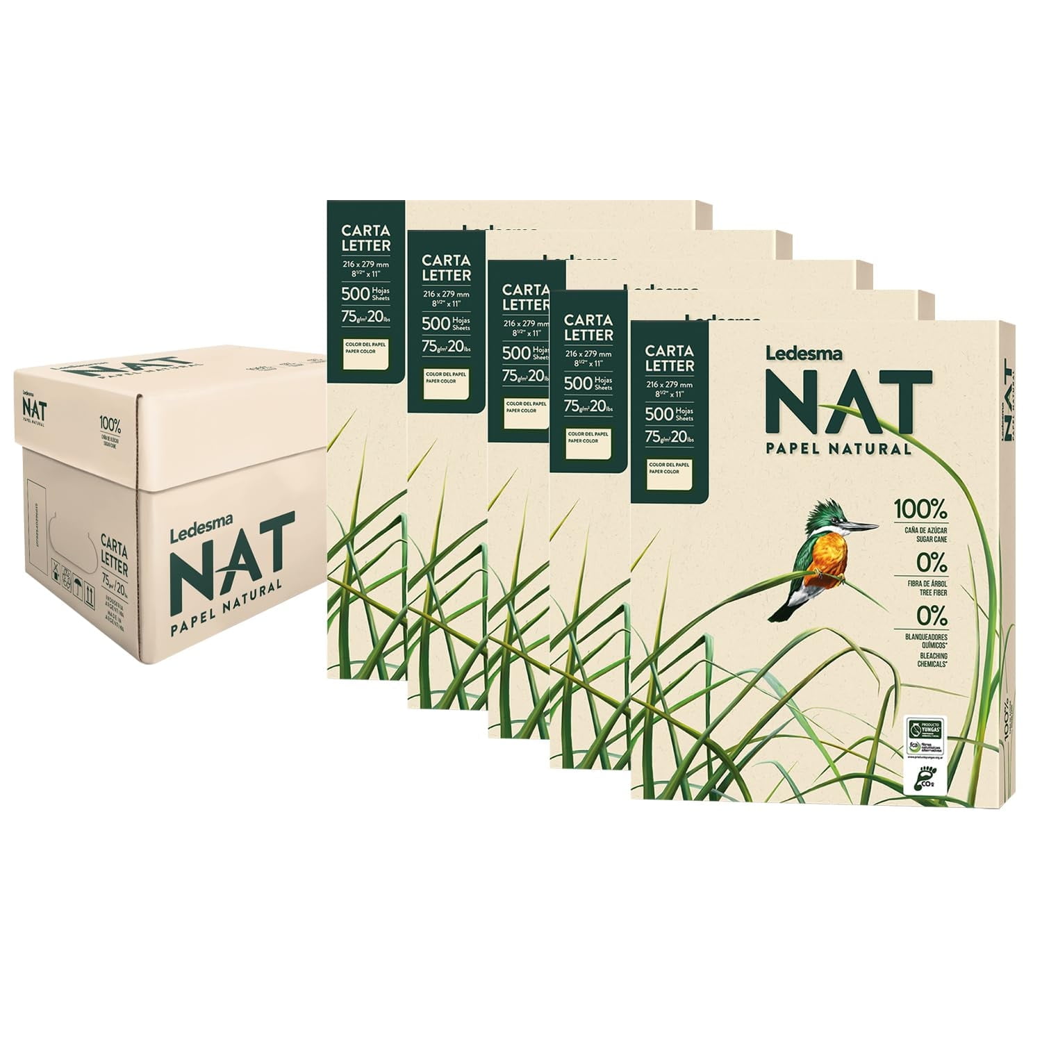 Ledesma NAT, Letter Size (8.5"x11") Natural Sugarcane Pulp Printer ...