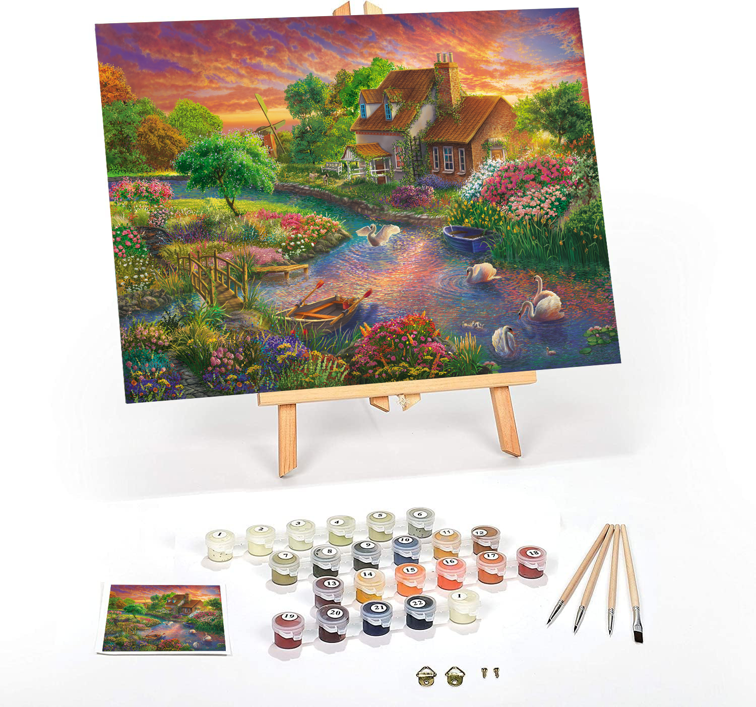 Ledgebay Easy Art Canvas Paint by Number for Adults with Easel, Acrylic ...