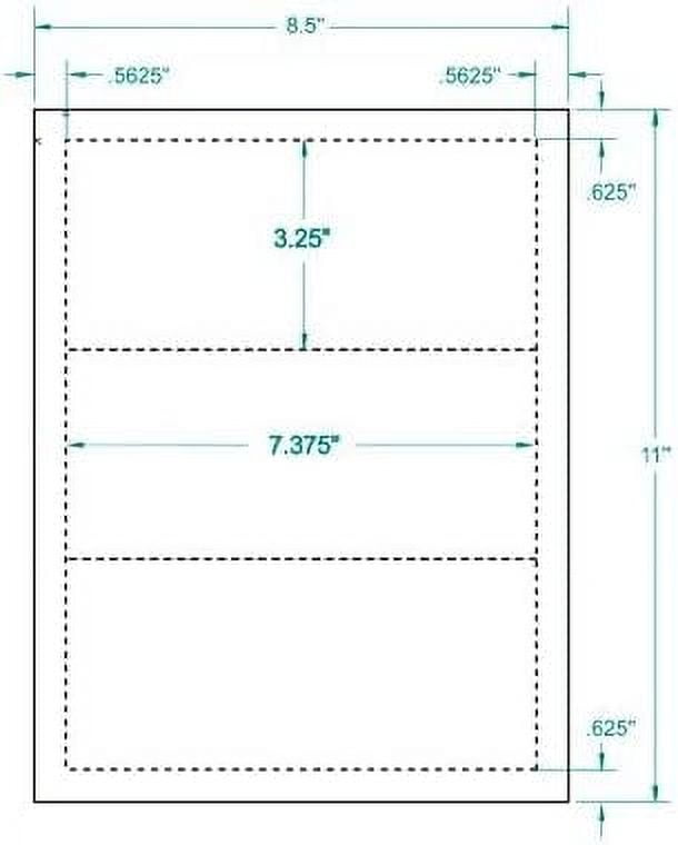 Ledger Card 7.375" x 3.25" (3-Up on 8.5" x 11"), White, 100 Sheets/Box ...