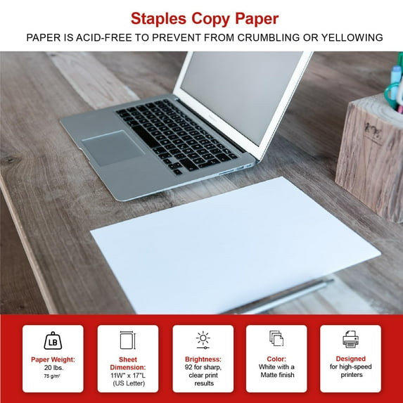 Ledger Size Copy Paper 11 x 17 Inches 92 Brightness 20 Lbs Weight Acid ...