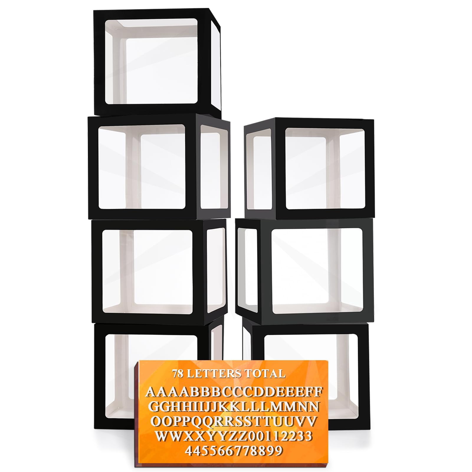 Ledido Black Transparent Balloon Boxes With ATT178 Letters, Letter Box ...