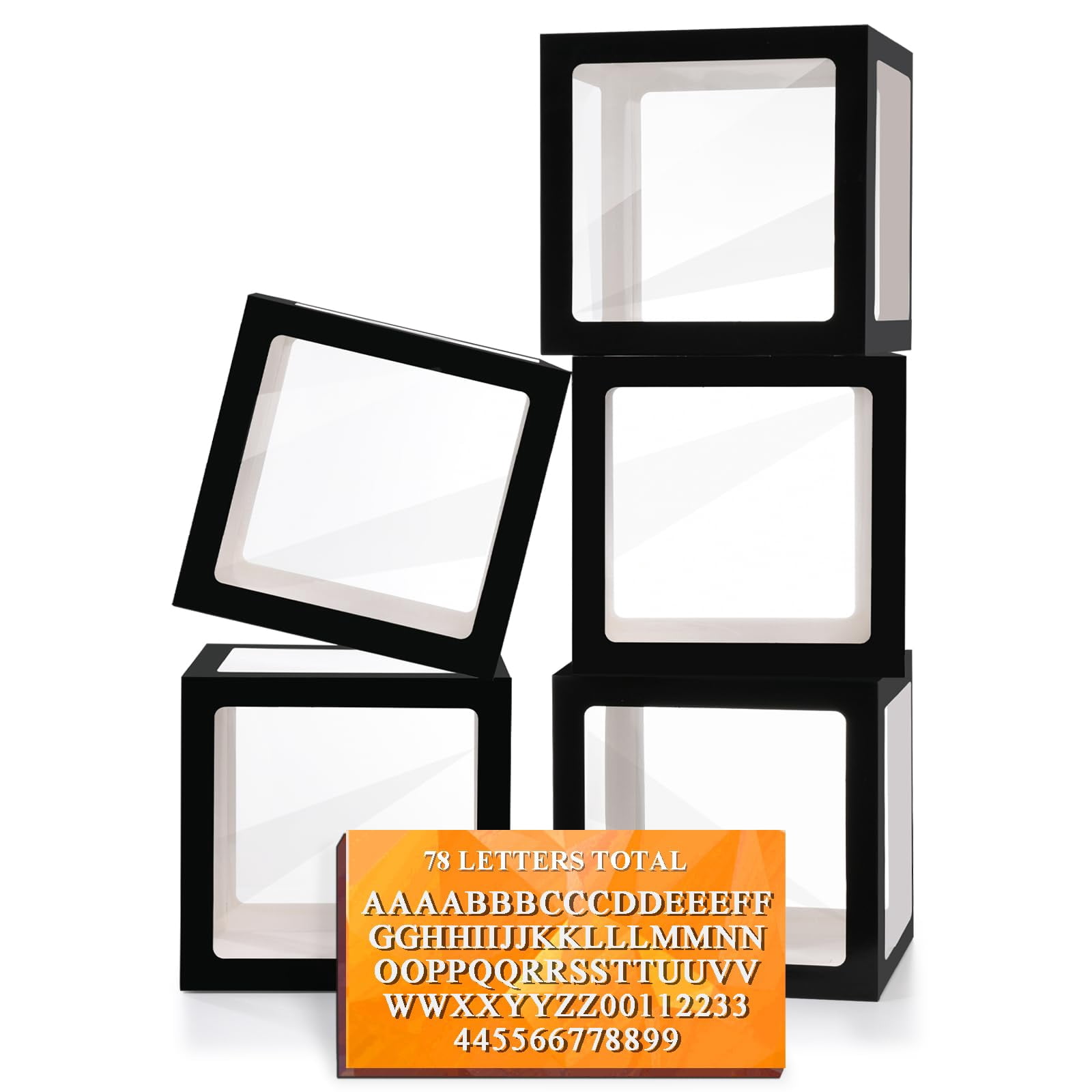 Ledido Black Transparent Balloon VTF5 Boxes With 78 Letters, Letter Box ...
