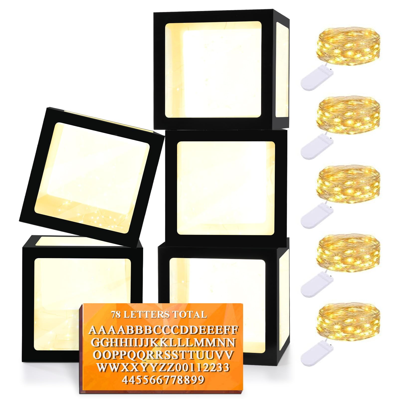 Ledido Transparent Balloon Boxes, Clear Balloon Boxes with 5 Pcs String ...