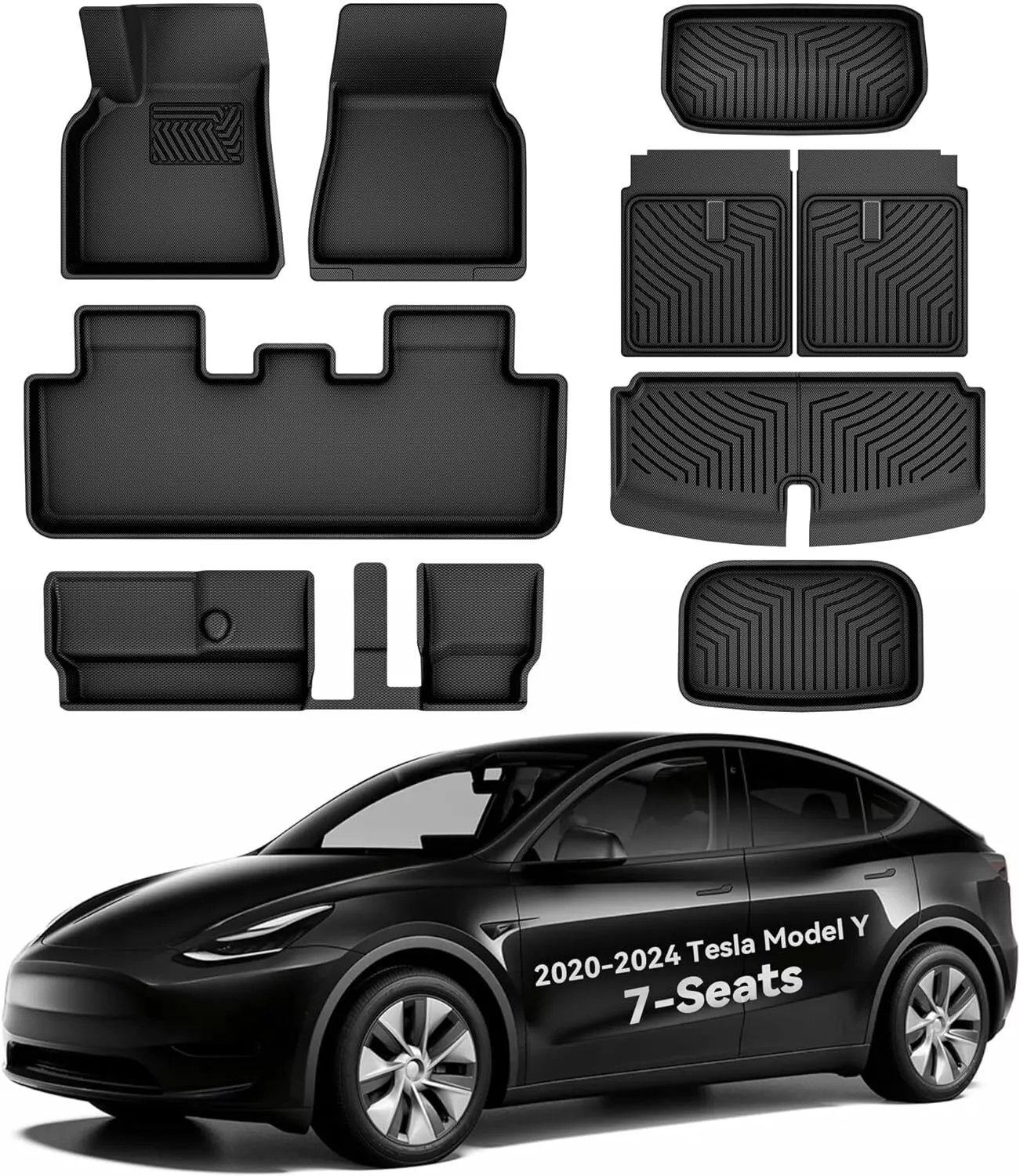 Ledkingdomus Floor Mats for Tesla Model Y 7 Seater 2024-2021 Fit Model ...