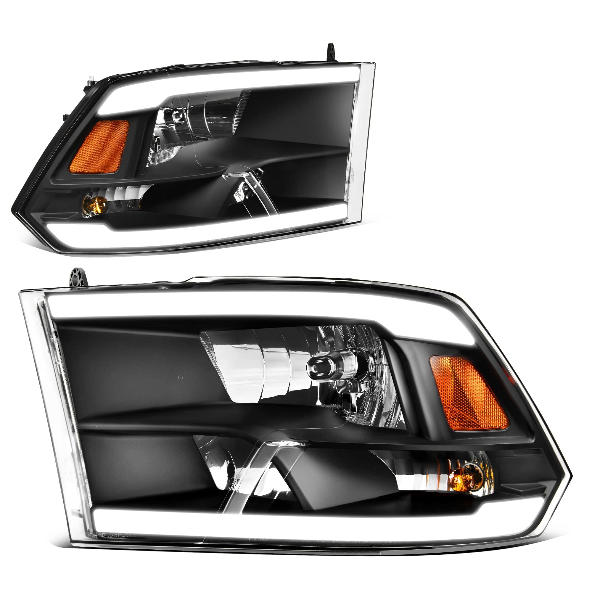 RVNI LED DRL Black Headlights Quad Style For 2010-2018 Dodge Ram 1500 ...