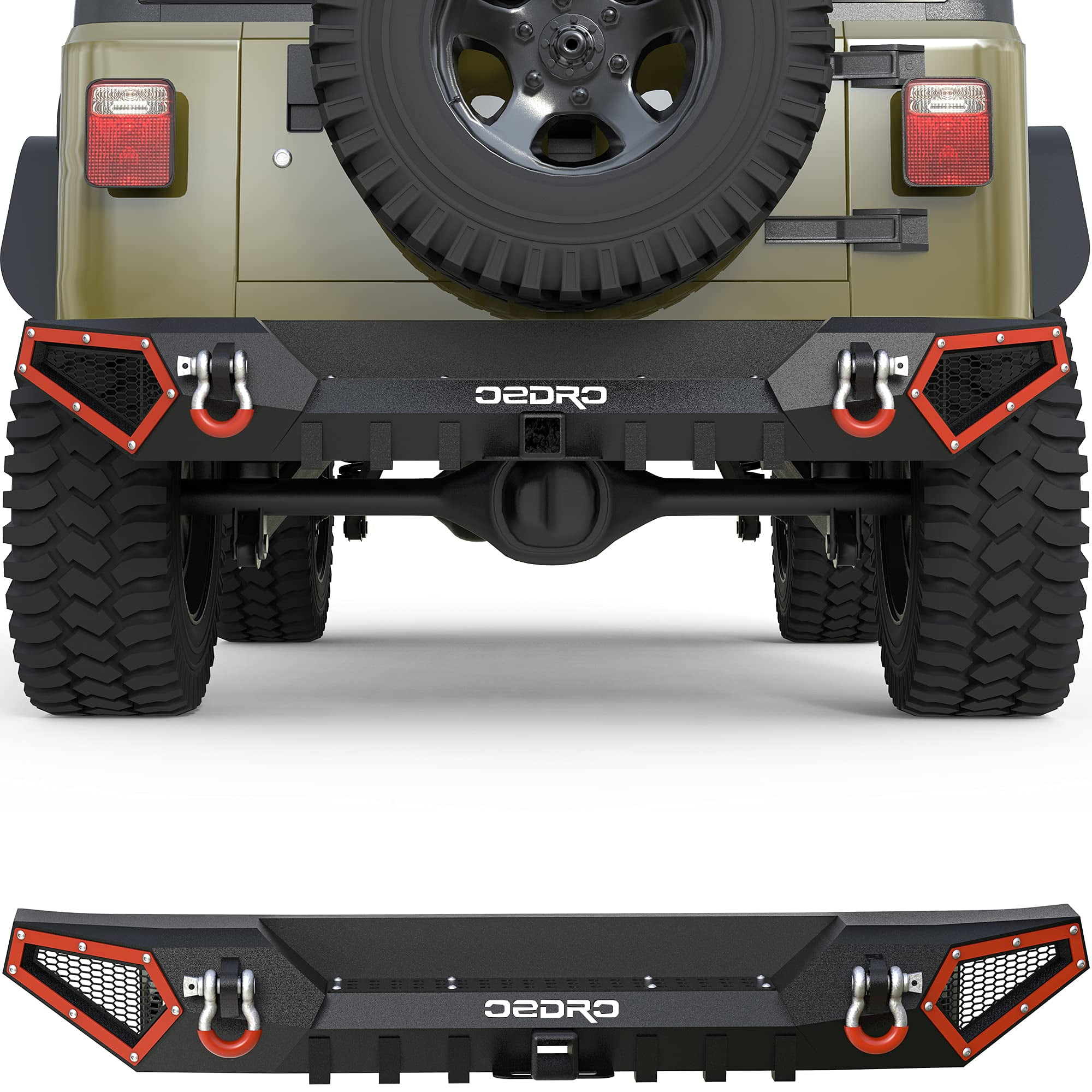 Ledkingdomus Rear Bumper for 1987-2006 Jeep Wrangler TJ YJ with D-Rings ...