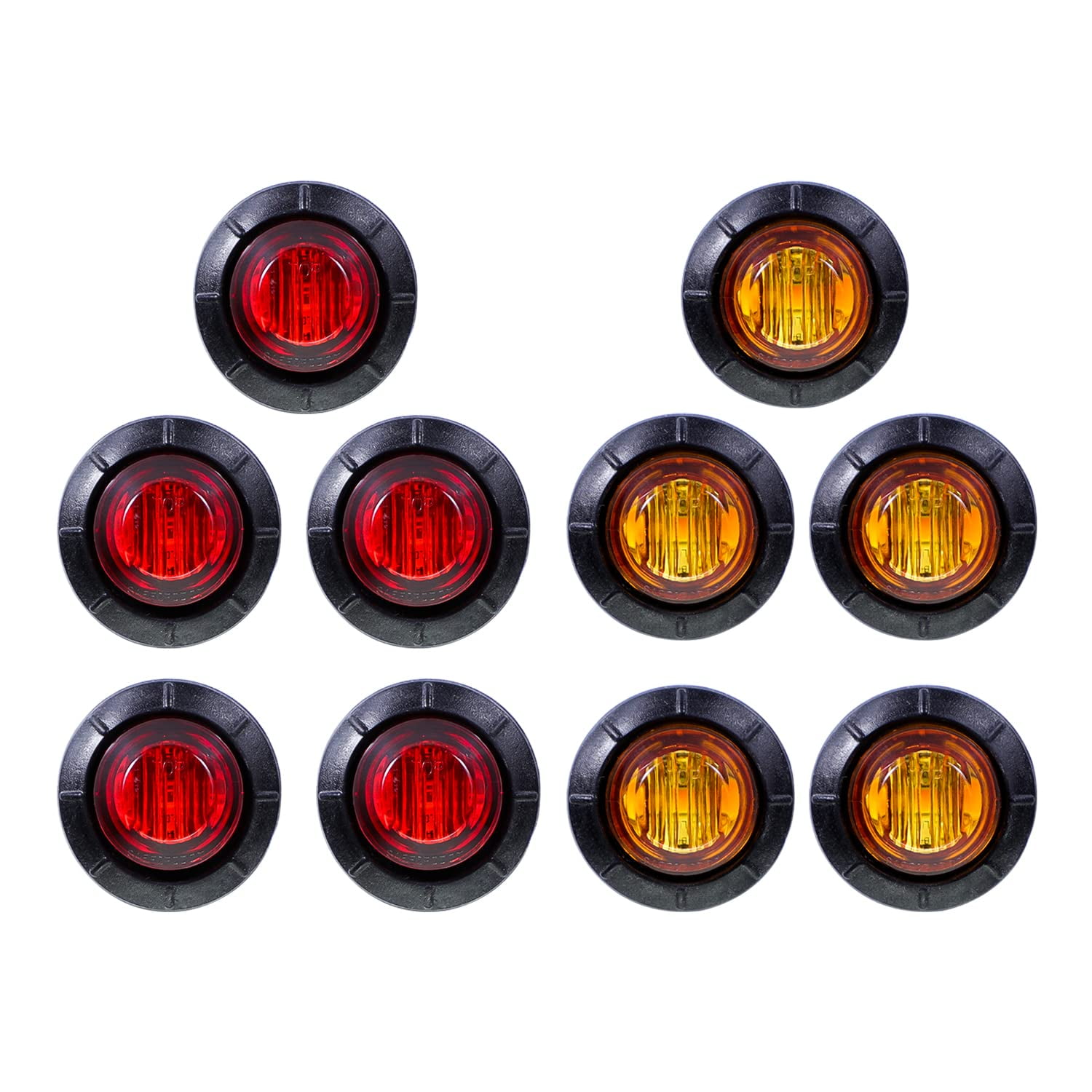 Ledvillage 10 Pcs 3/4 DHF10 Inch Mini 5 Amber + 5 Red Light Clearance ...